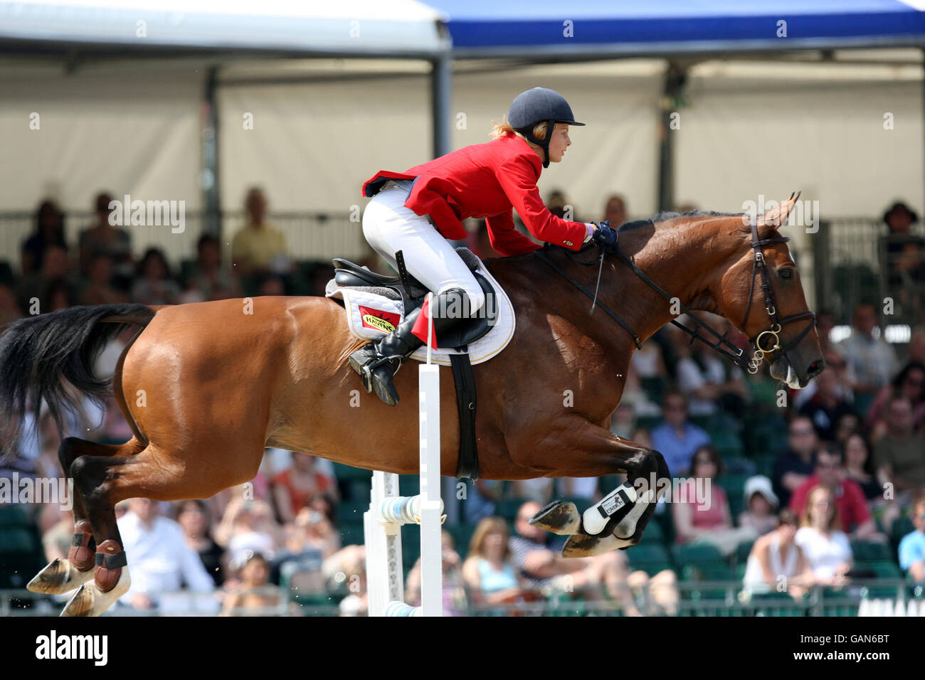 Russia's Ljubov Kochetova riding Aslan 46 competes in the Royal Windsor ...