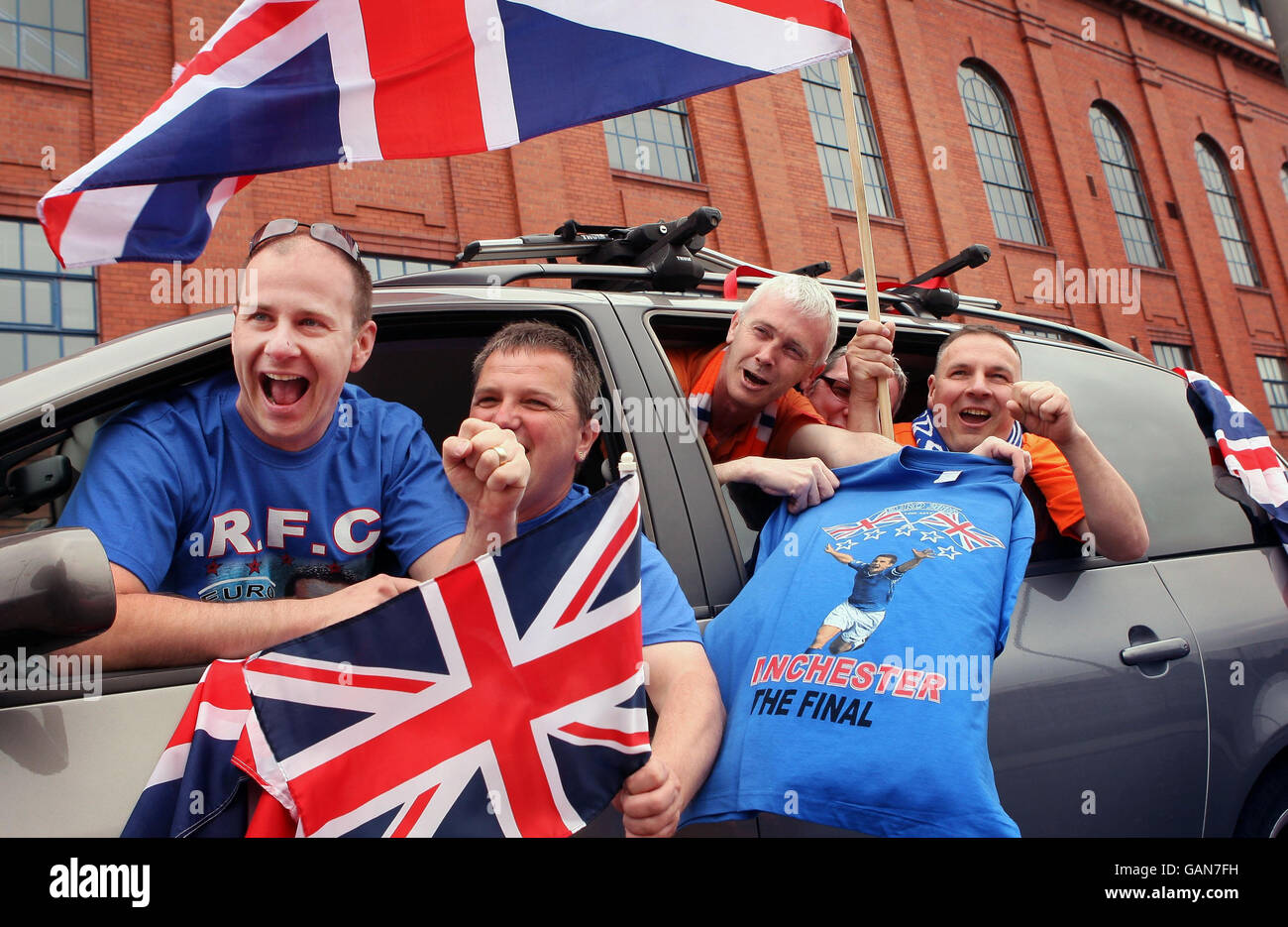 Rangers fans set off from the ibrox stadium hi-res stock photography ...