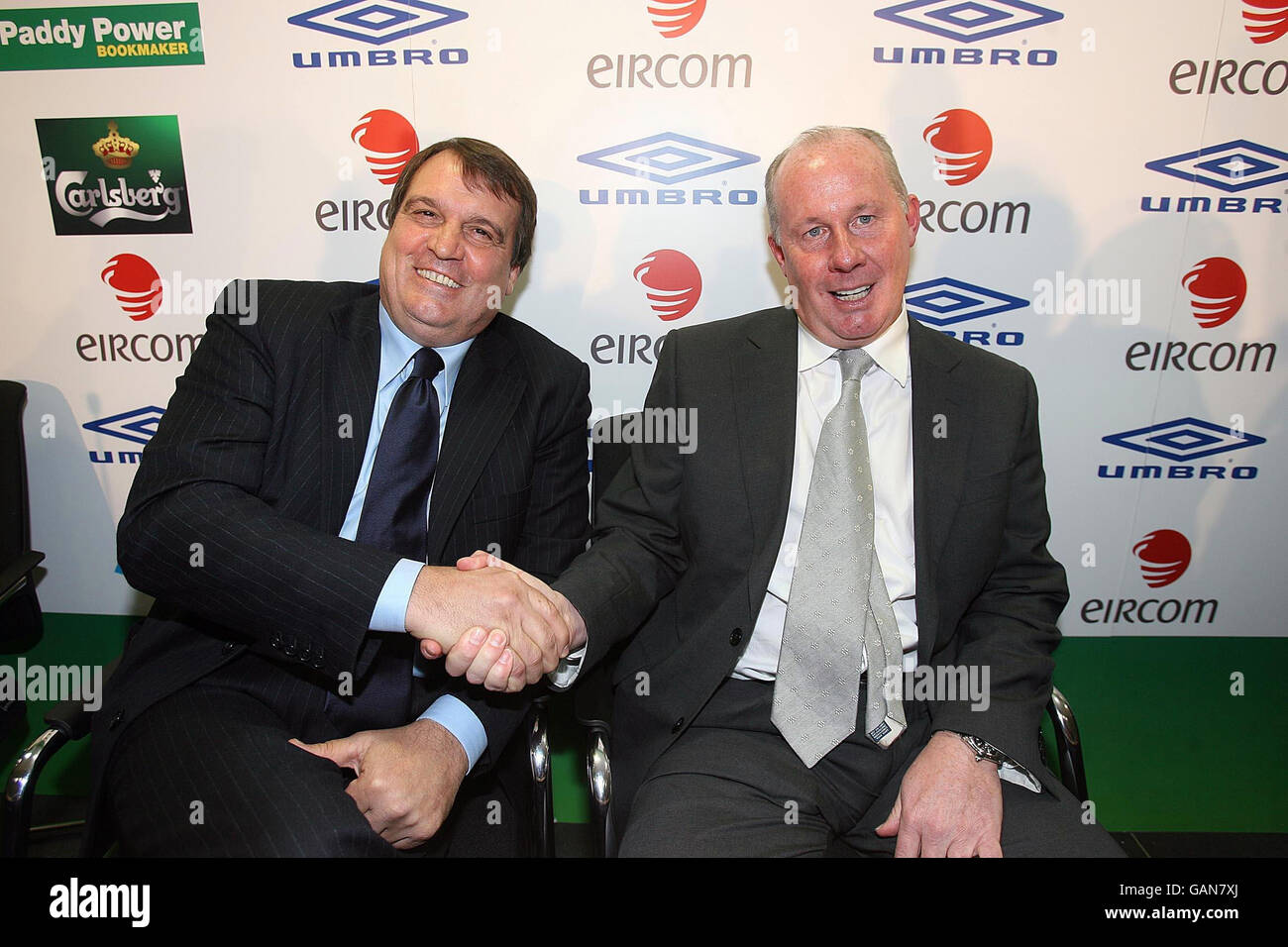 Republic of Ireland's management Marco Tardelli (left) and Liam Brady ...