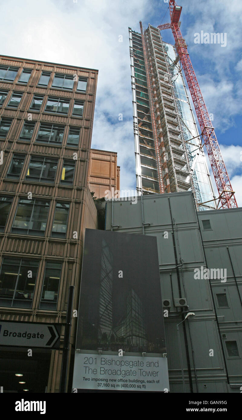 A general view of the new Broadgate tower, currently under construction ...