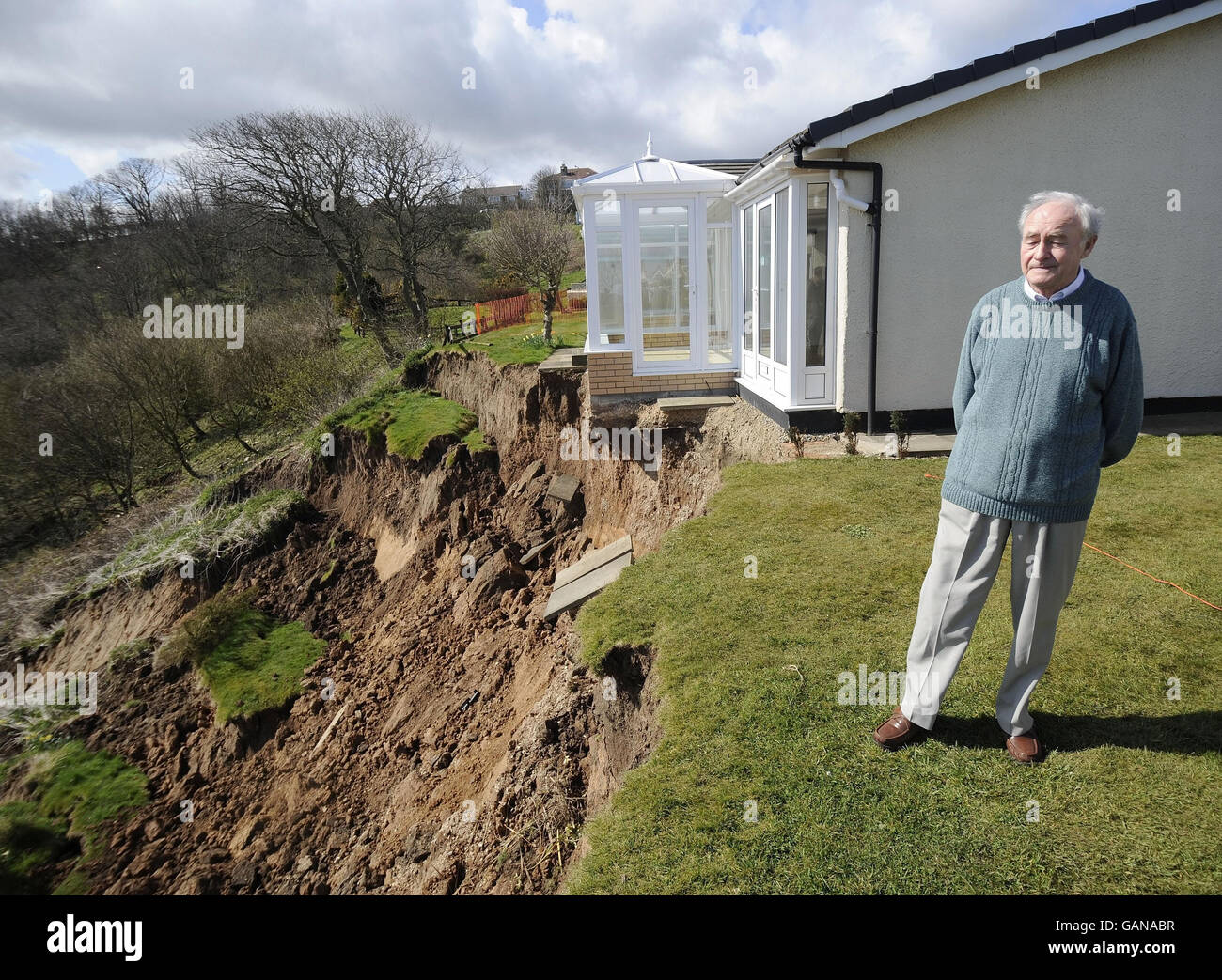 Local resident Tony Charlesworth looks at the scene at Knipe Point ...