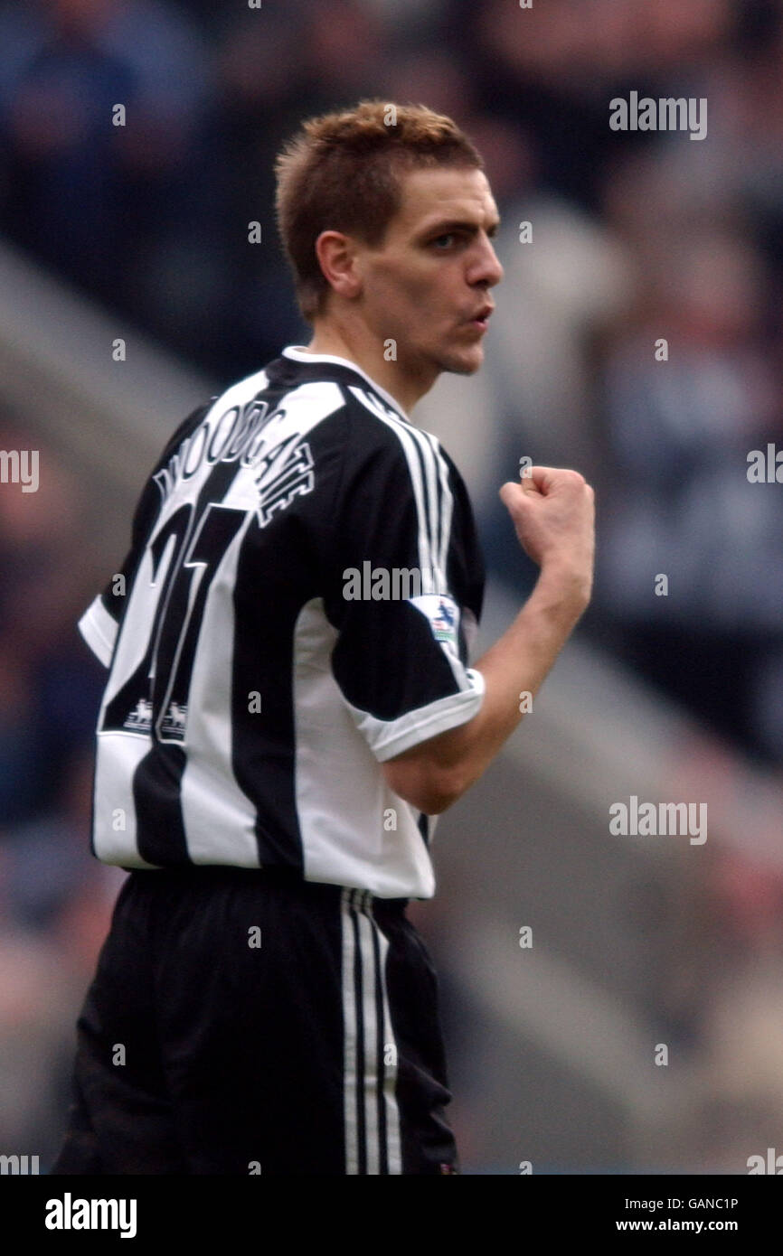 Jonathan woodgate of newcastle united celebrates the victory over ...