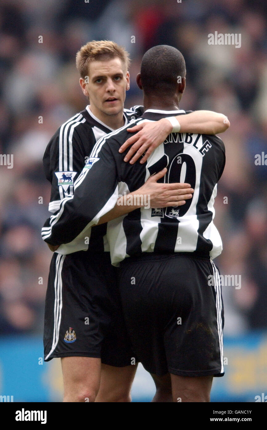 Jonathan woodgate of newcastle united celebrates the victory over ...