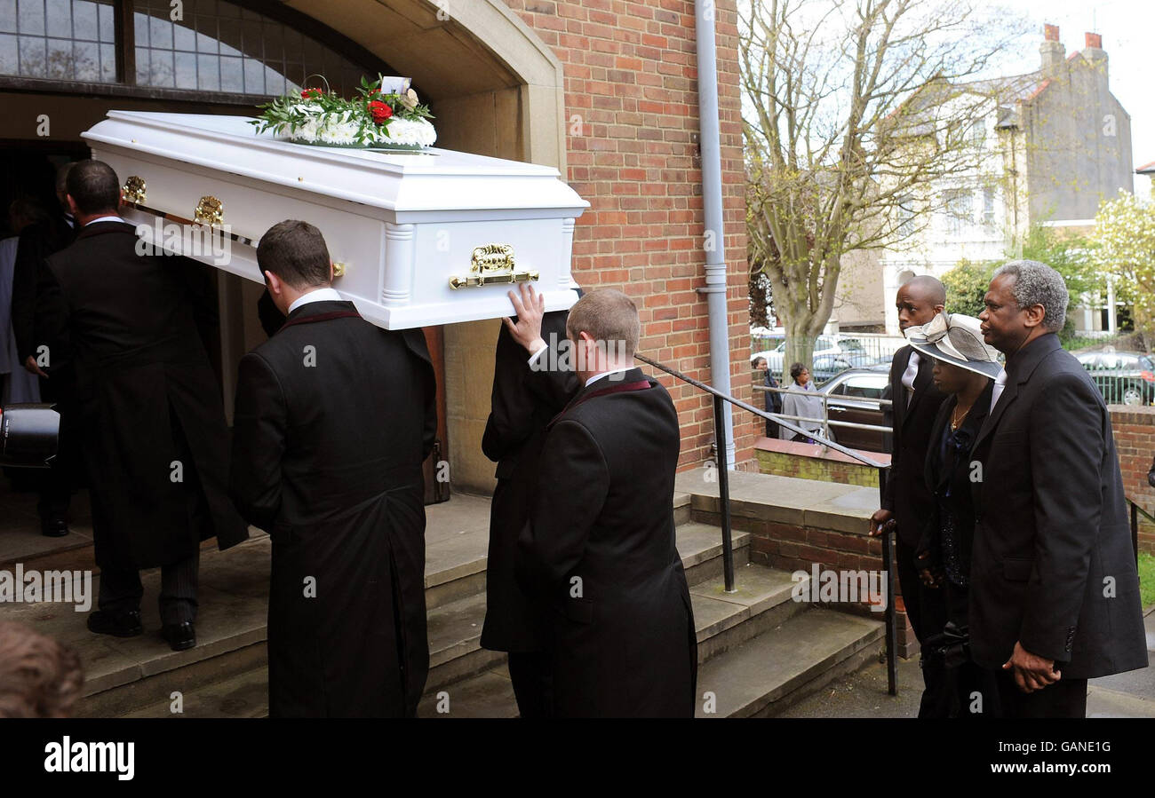 The white coffin of Gloria Taylor, the mother of Damilola Taylor ...