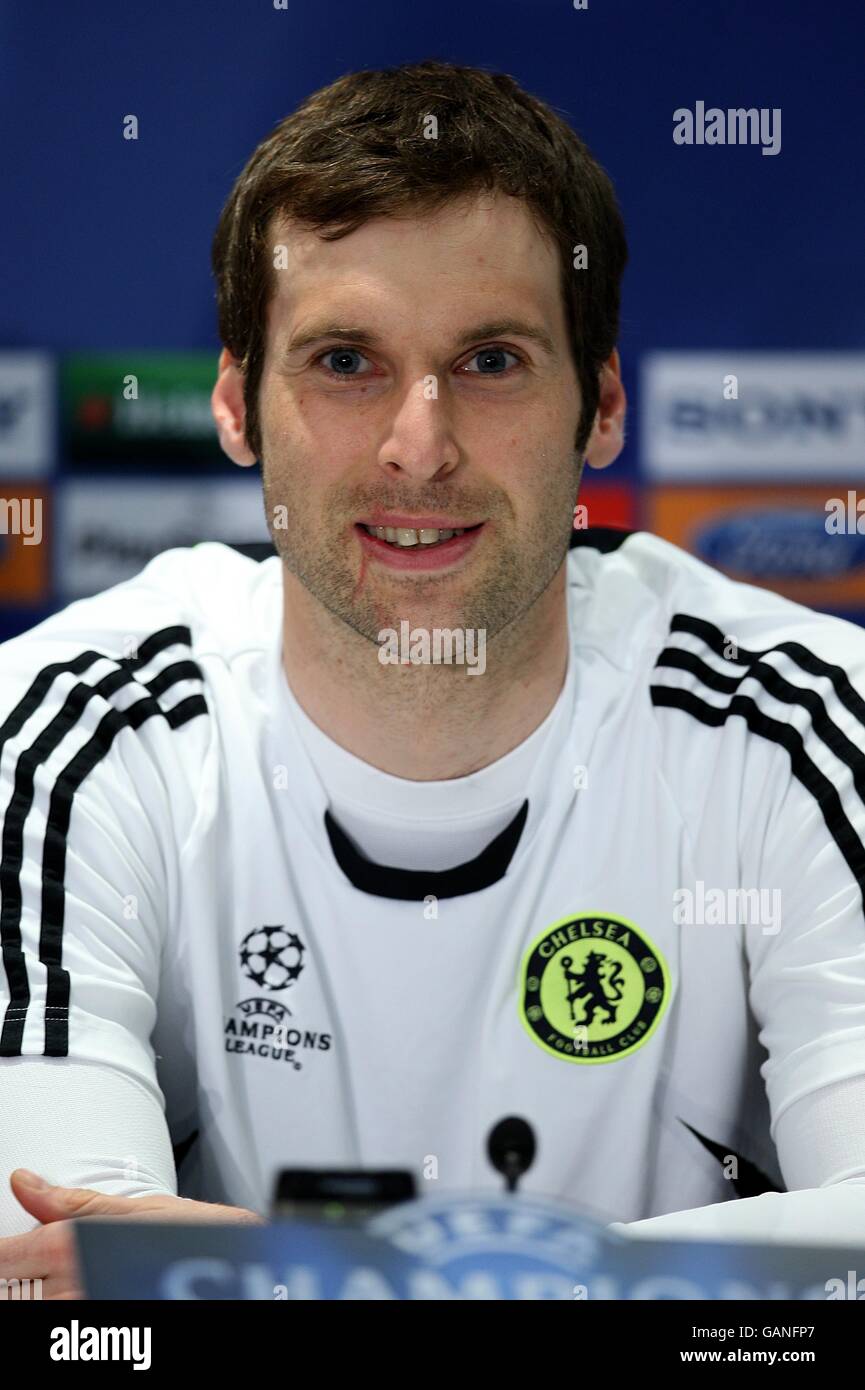 Chelsea goalkeeper petr cech during the press conference hi-res stock ...