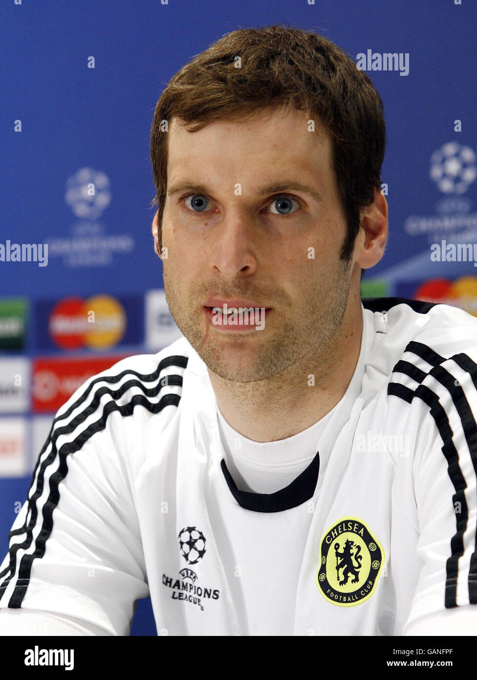Chelsea goalkeeper petr cech during the press conference hi-res stock ...