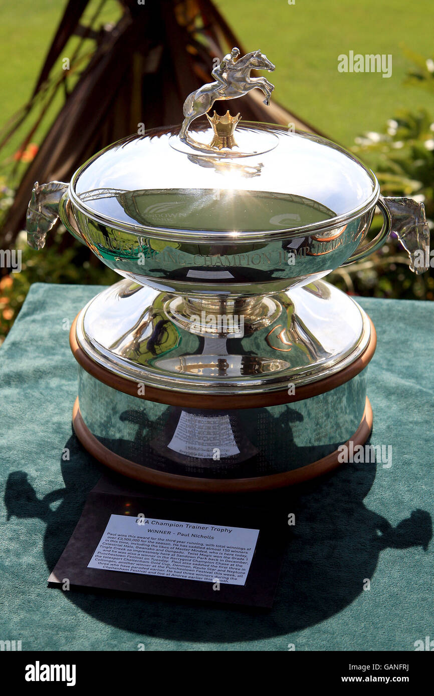 The Champion Trainer Trophy, awarded to paul Nicholls, on display at ...