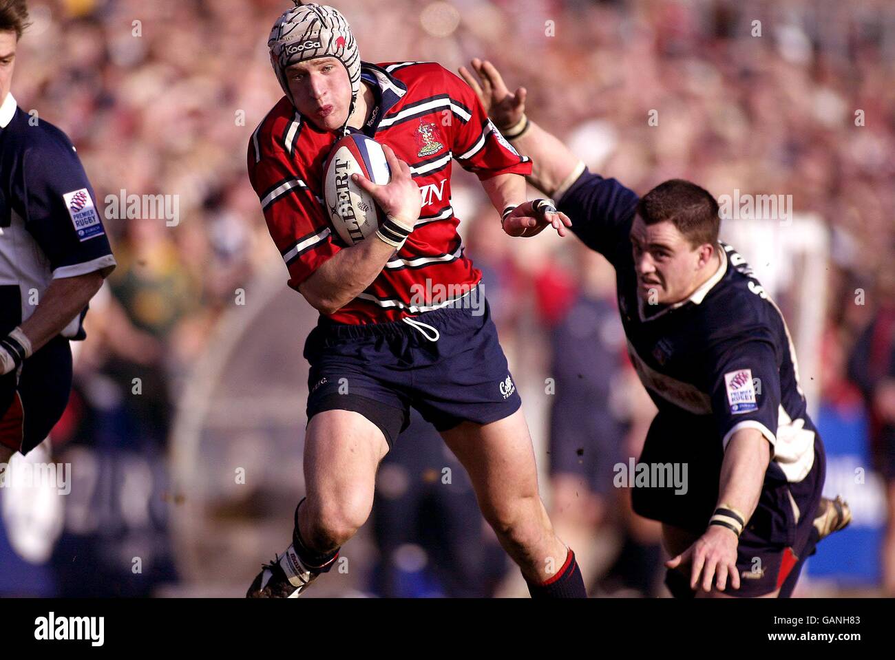 Gloucester's James Forrester charges to the try line for his 3rd try ...