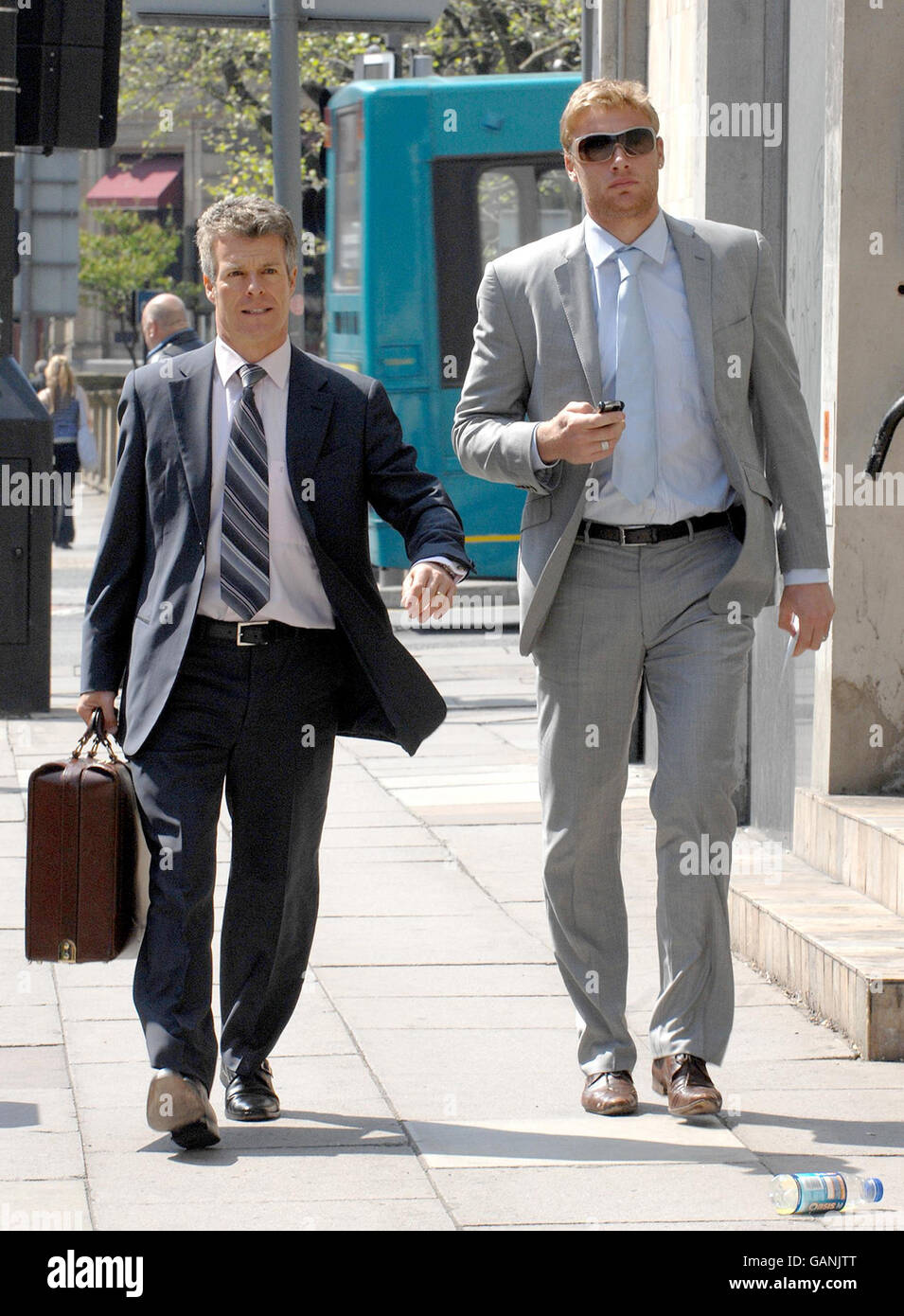 England Cricketer Andrew Flintoff (Centre), who has been charged with ...