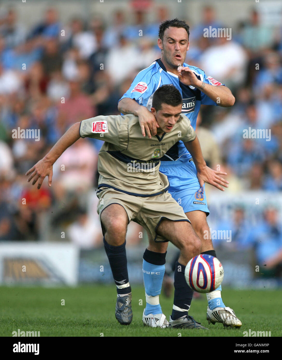 Wycombe Wanderers' Scott Oakes and Stockport County's Gary Dicker Stock ...