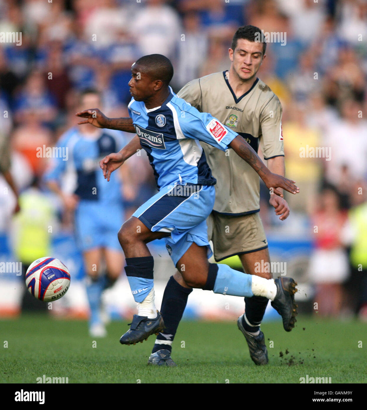 Wycombe Wanderers' Leon Knight and Stockport County's Gary Dicker Stock ...