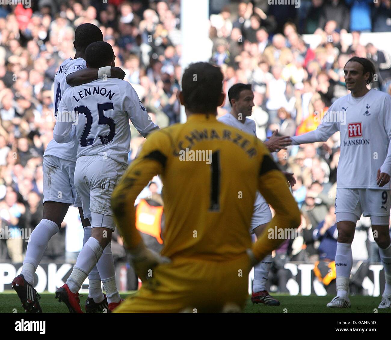 Middlesbrough goalkeeper Mark Schwarzer is left dejected as Tottenham ...