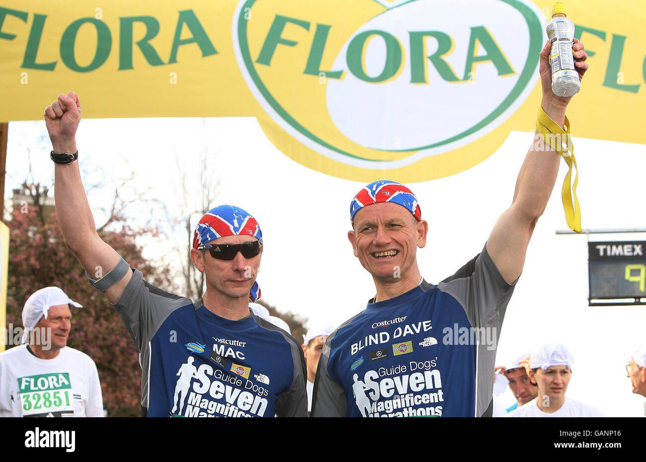 Blind athlete Dave Heeley (right) who is running his seventh marathon ...