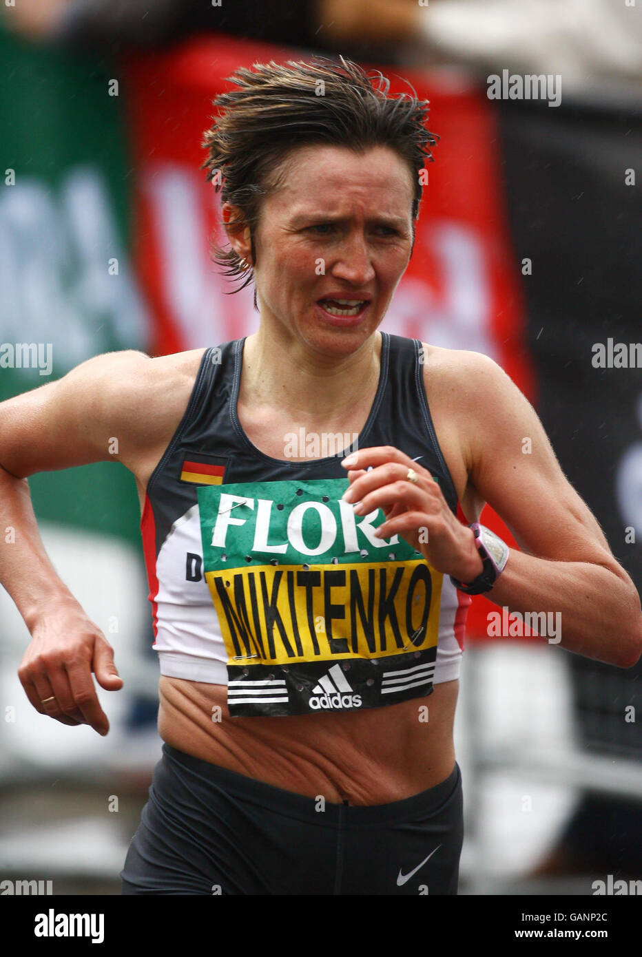 Irina Mikitenko leads as the Elite women make their way along the ...