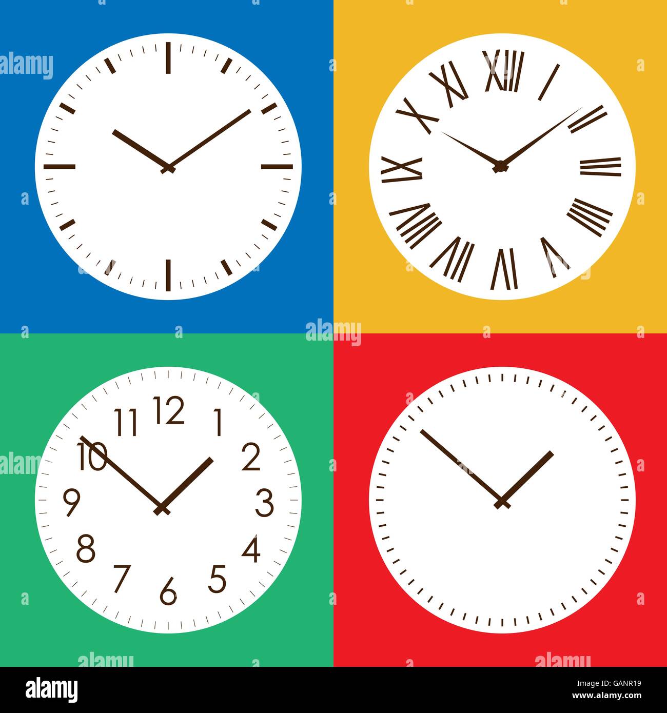 Set of clocks Stock Vector Image & Art - Alamy