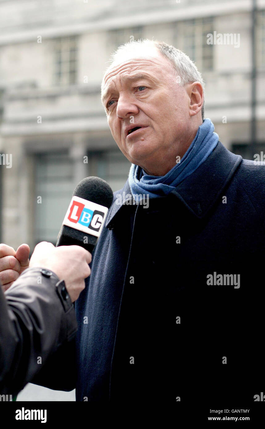 Candidate for London Mayor, Ken Livingstone, giving an interview to ...
