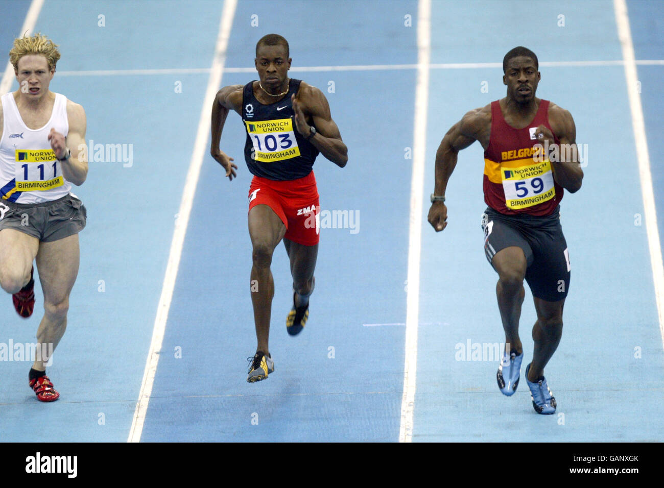 Belgrave Harriers' Dwain Chambers (59) leads Blackheath's Julian ...