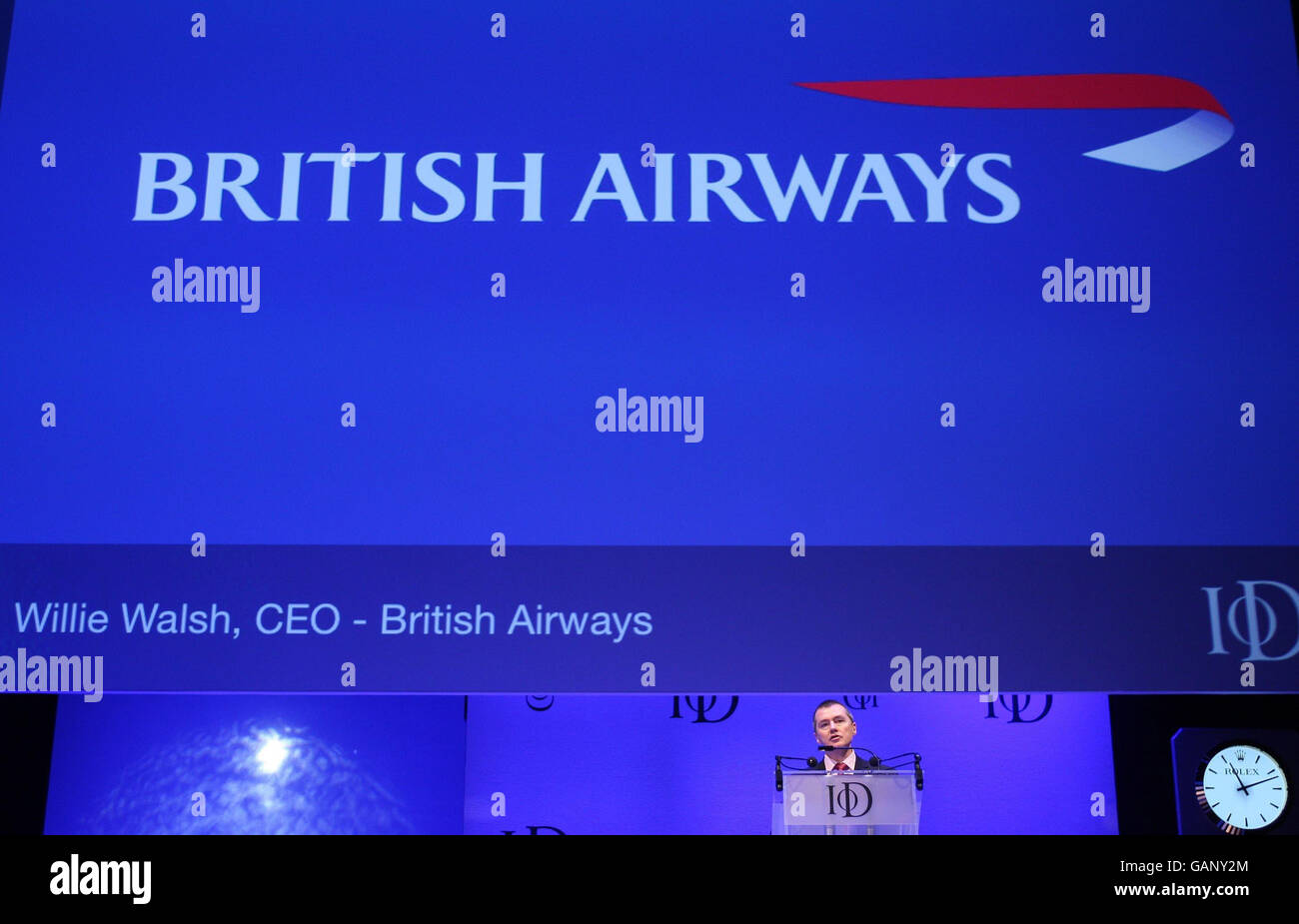 Chief executive of British Airways Willie Walsh delivers a speech at ...