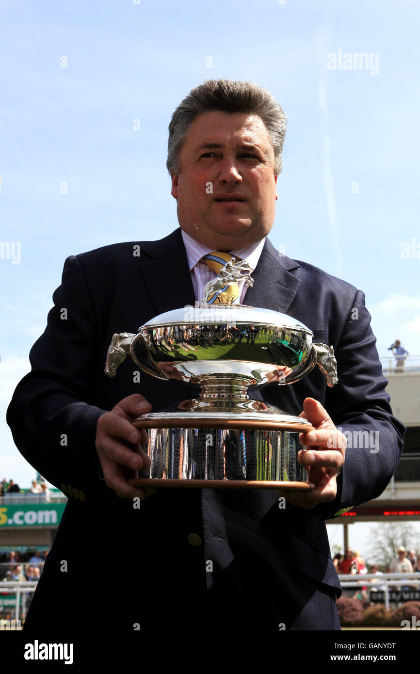 The Champion Trainer Trophy, awarded to Paul Nicholls, on display at ...