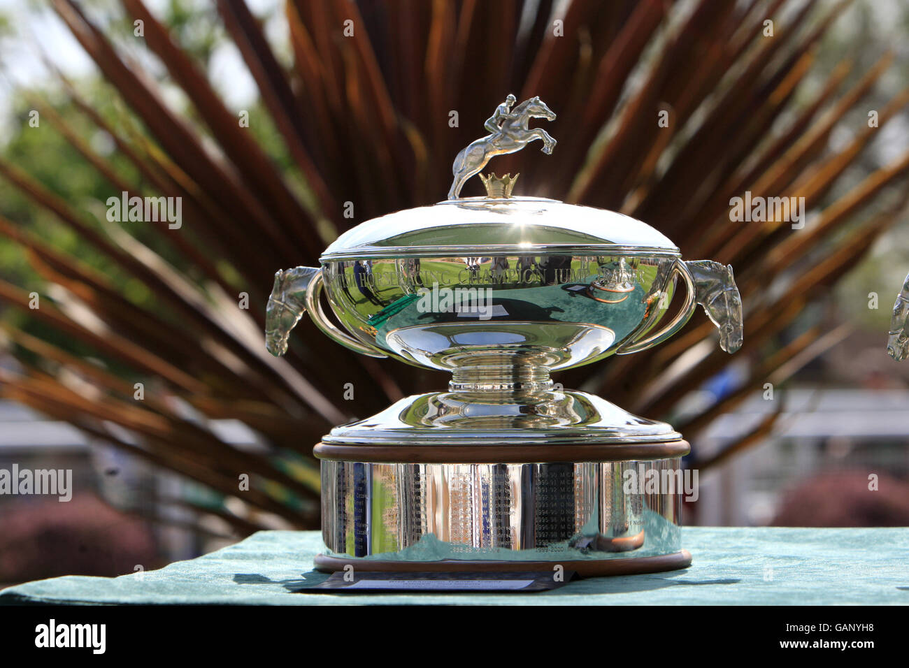 The Champion Trainer Trophy, awarded to Paul Nicholls, on display at ...