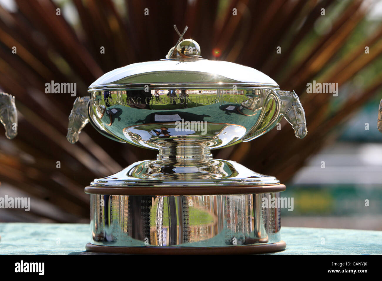 The Champion Trainer Trophy, awarded to Paul Nicholls, on display at ...