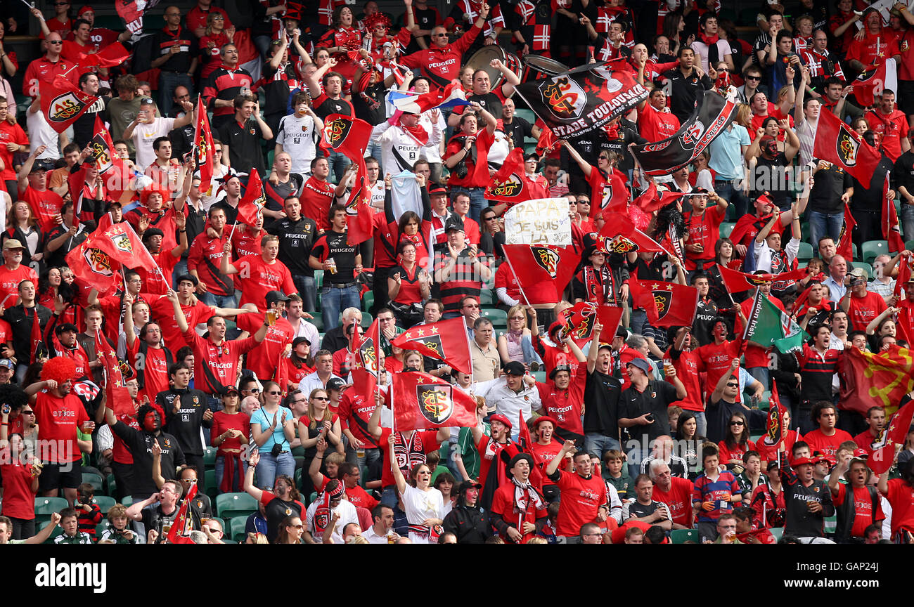 Rugby celebrating celebration flag flags red fans crowd joyous hi-res ...