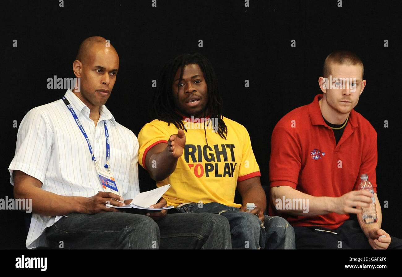 Former Great Britain wheelchair basketball player Ade Adepitan watches ...
