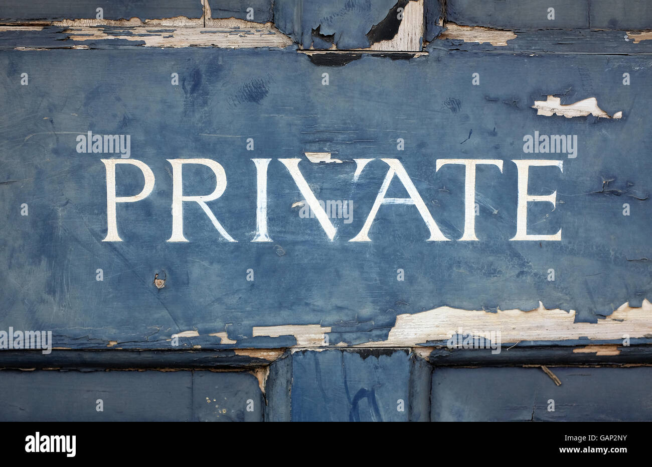 private sign hand painted on weathered wooden door Stock Photo - Alamy