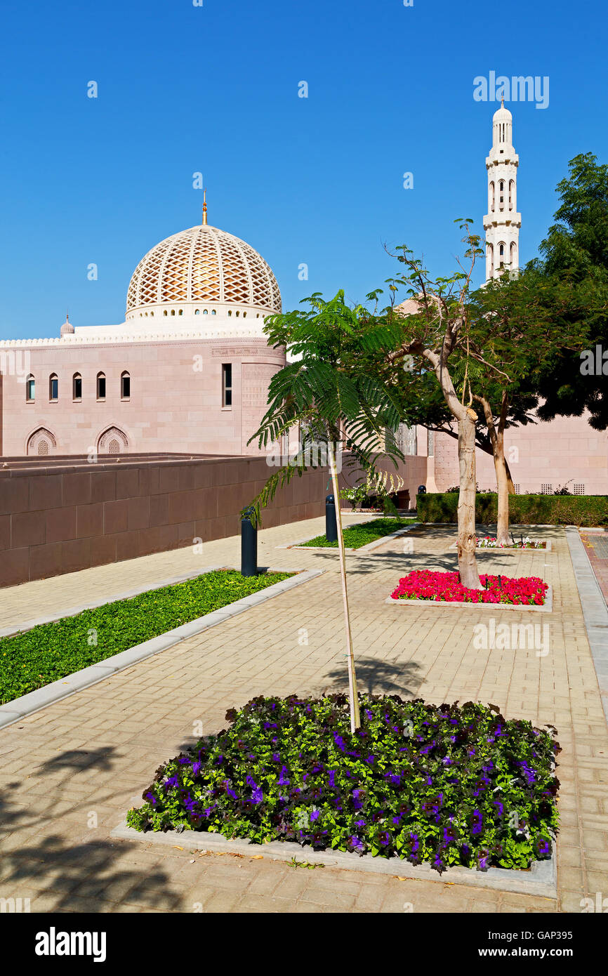 minaret and religion in clear sky in oman muscat the old mosque Stock ...