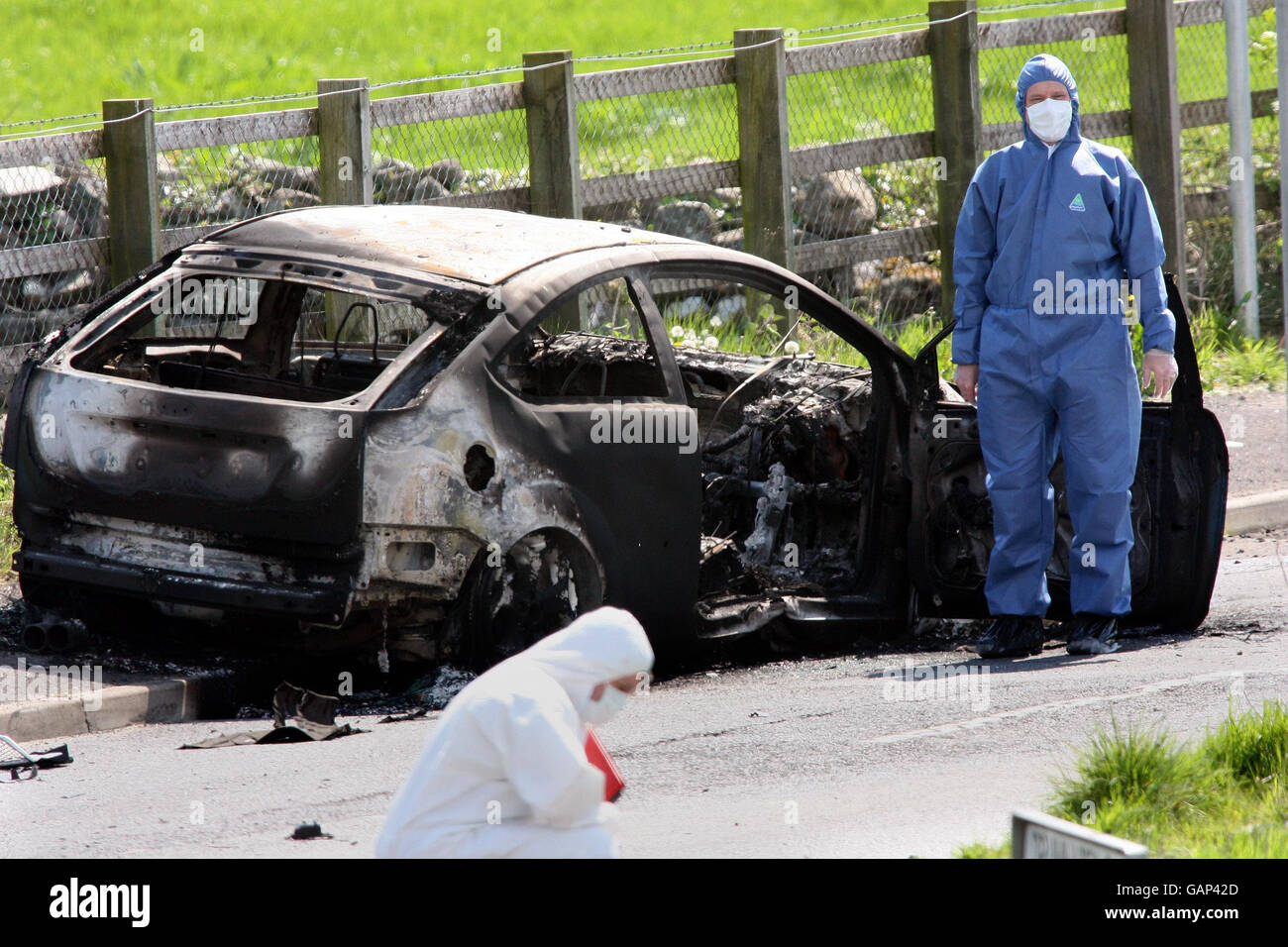 Bomb attack on Police car Stock Photo - Alamy