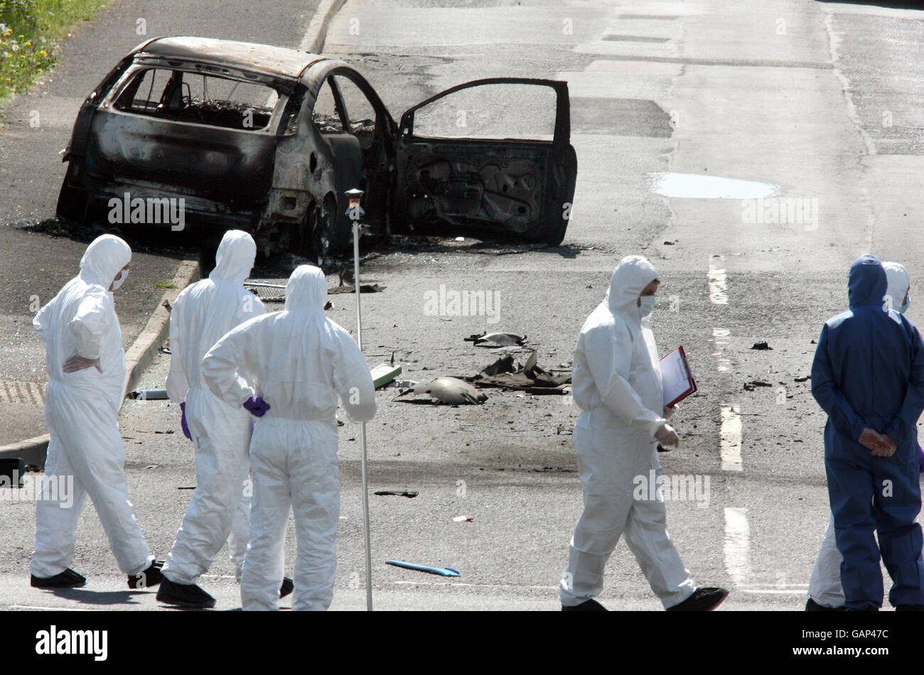 Bomb attack on Police car Stock Photo - Alamy