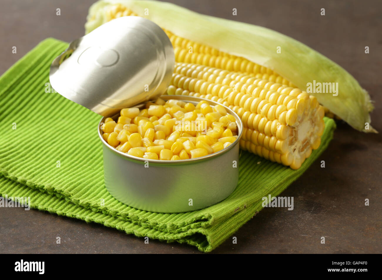 Natural organic canned corn in the pot Stock Photo - Alamy