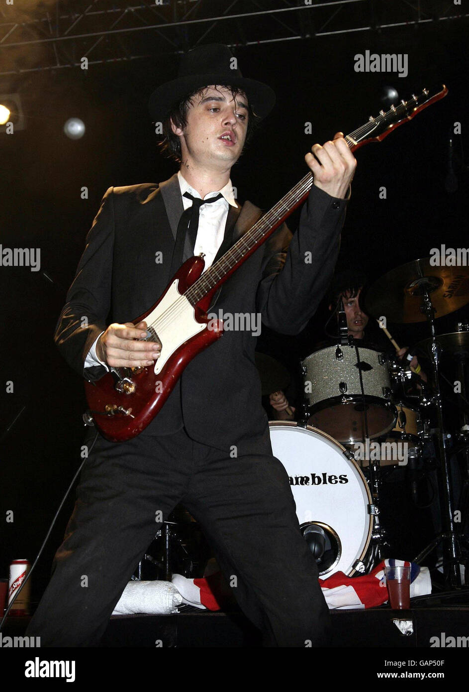 Pete Doherty performing with his band Babyshambles at The Forum in ...