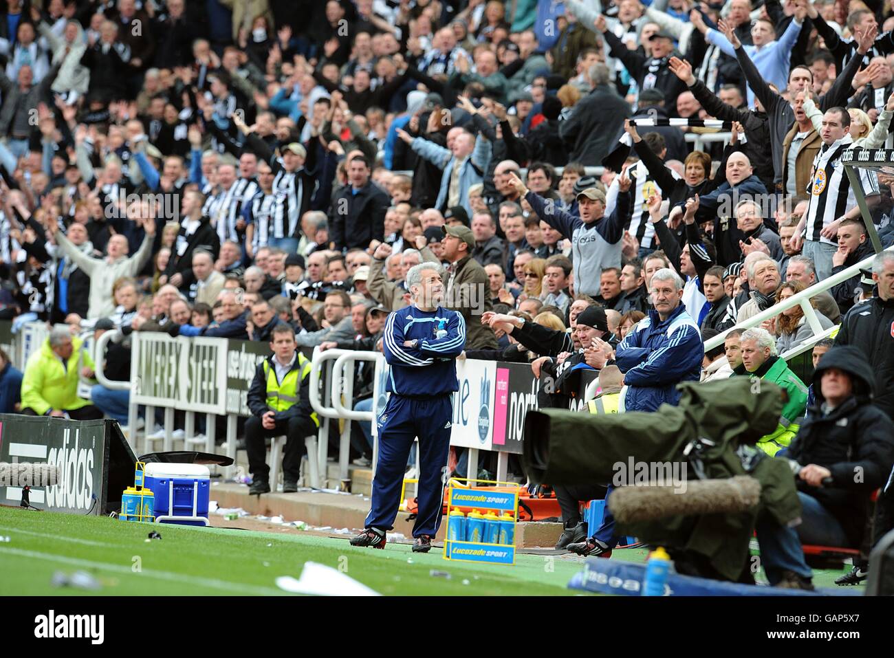 Newcastle United fans show their support, in the stands during the ...