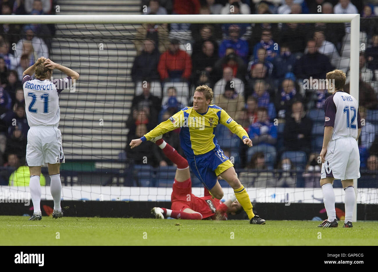 St Johnstone's Daniel McBreen celebrates scoring during the Scottish ...
