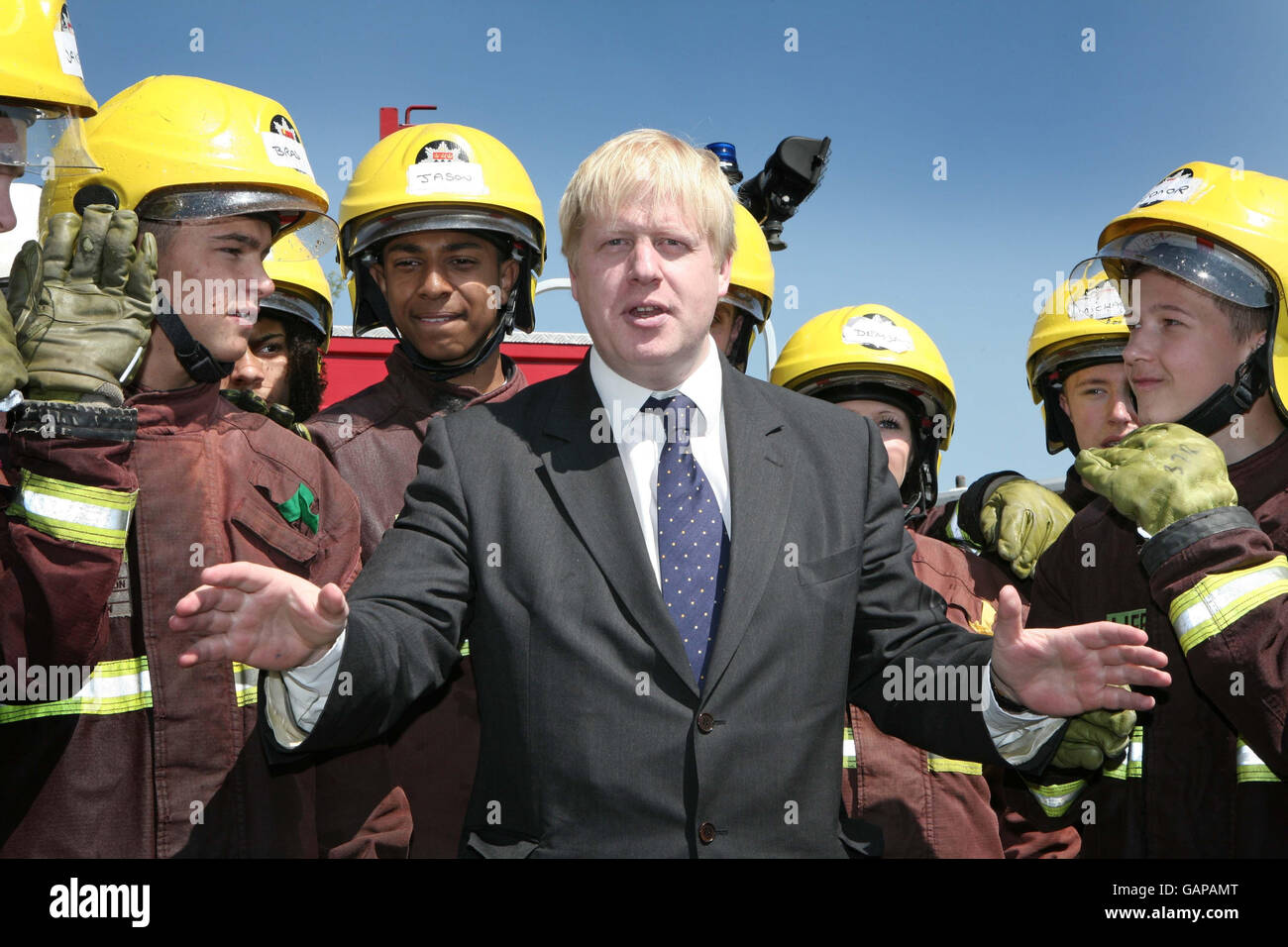 Mayor of London Boris Johnson visits students of the London Fire ...