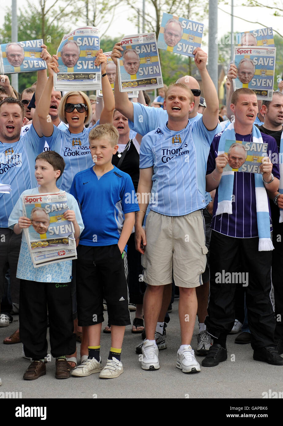 Manchester City fans protest against the sacking of manager Sven Goran ...