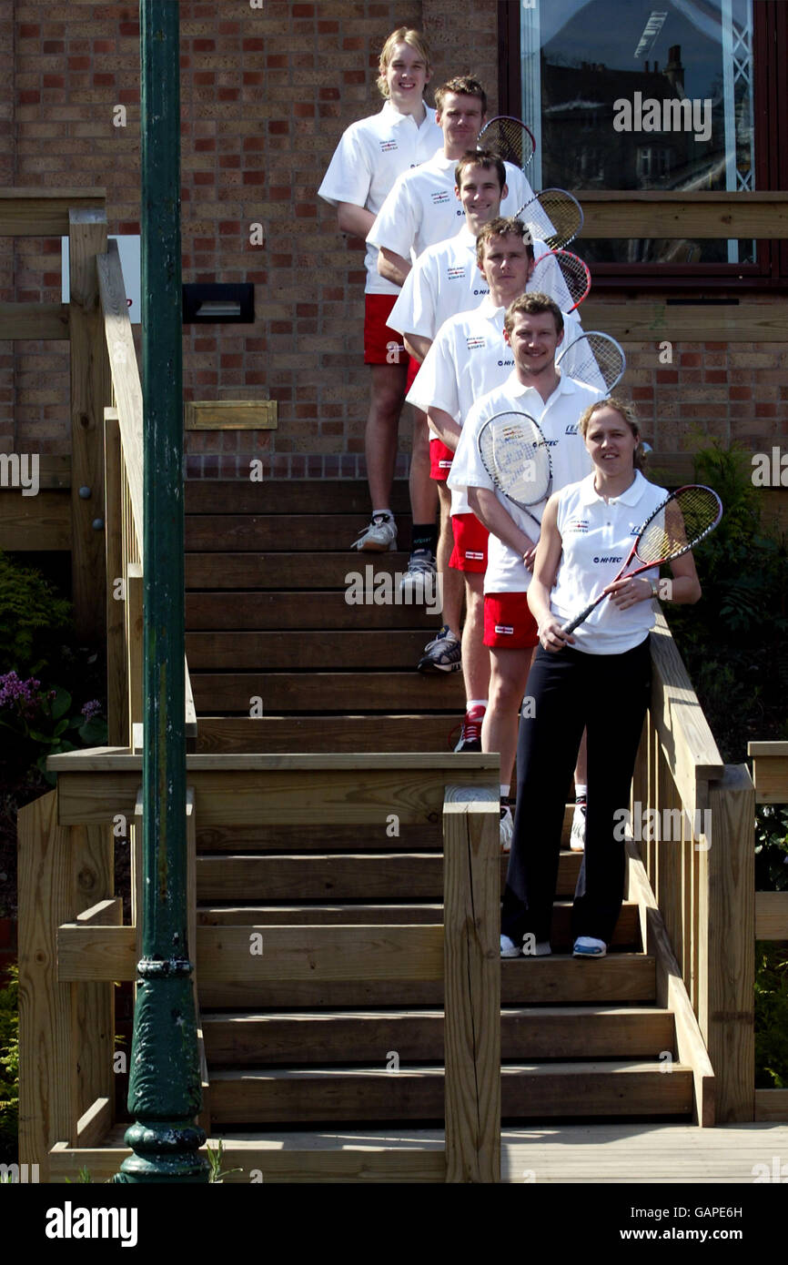 (Back to front) England's James Willstrop, Lee Beachill, Mark Chaloner ...