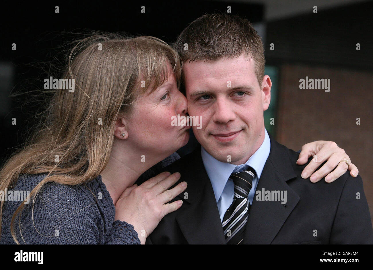 Tom Bardsley and his mother Karen attend a press conference at Greater ...
