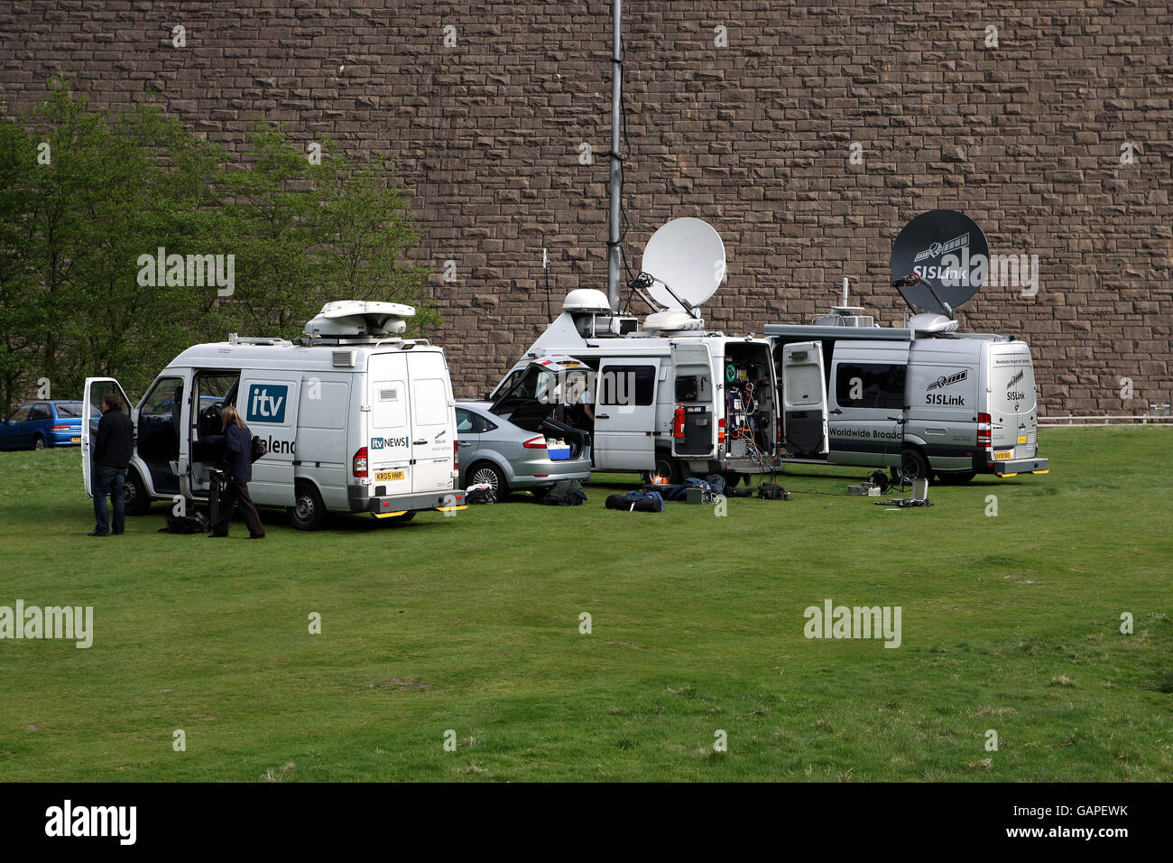 TV Broadcast vehicles Stock Photo - Alamy