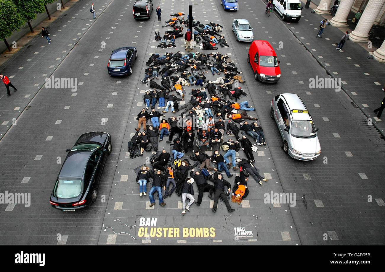 Protest against the use of Cluster bombs Stock Photo - Alamy