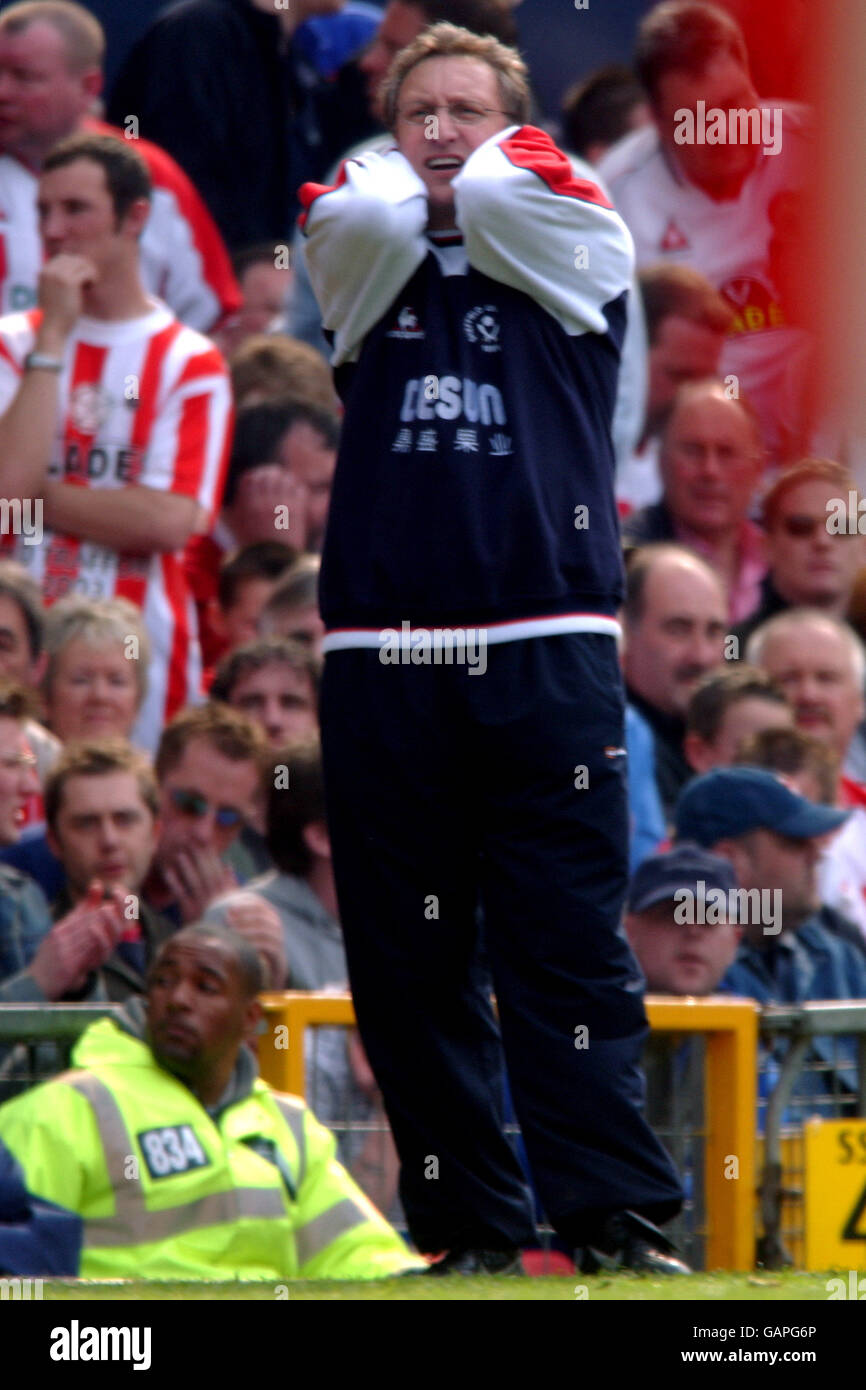 Sheffield uniteds manager neil warnock after save by david hi-res stock ...