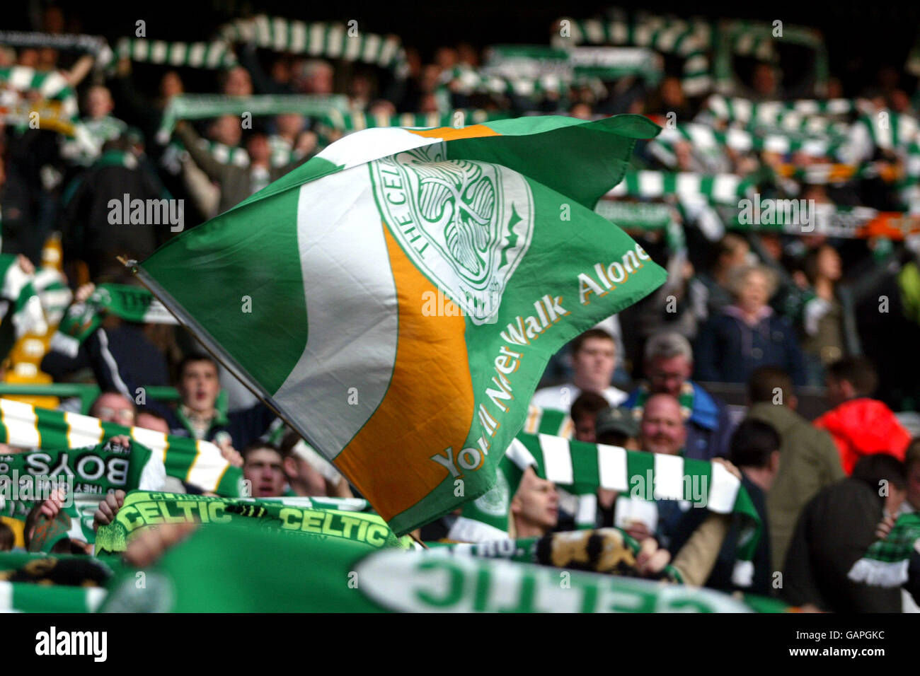 Celtic fans soak up the atmosphere hi-res stock photography and images ...