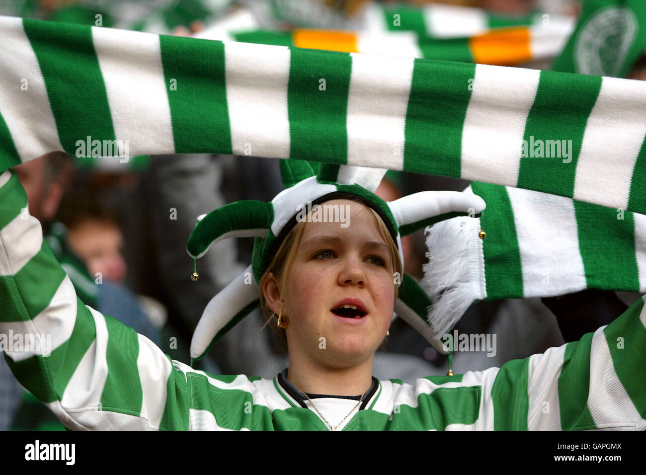 Celtic fans soak up the atmosphere hi-res stock photography and images ...