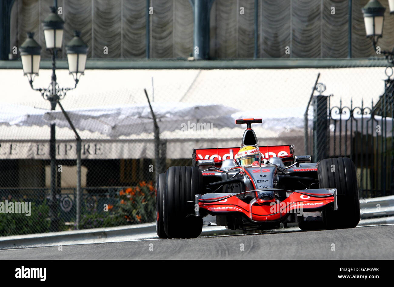 Great Britain's Lewis Hamilton in his Vodafone McLaren Mercedes goes ...