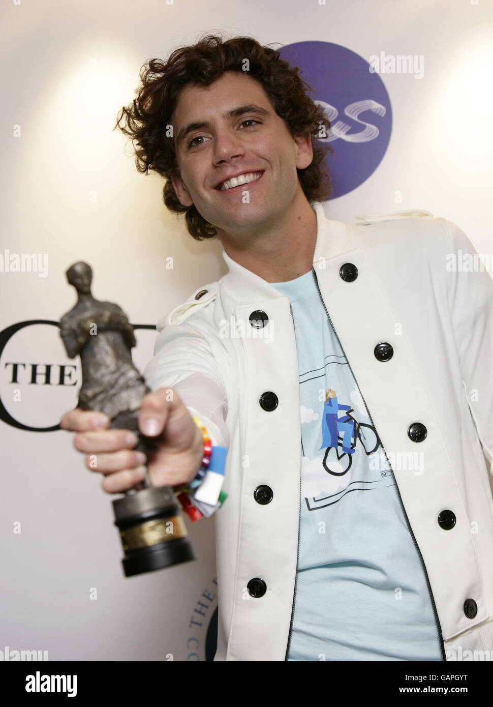 Mika with the award for Best Selling British Song during the 2008 Ivor ...