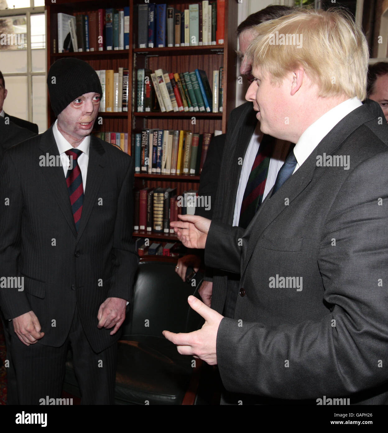 London mayor Boris Johnson, right, talks with Lance Corporal Martyn ...