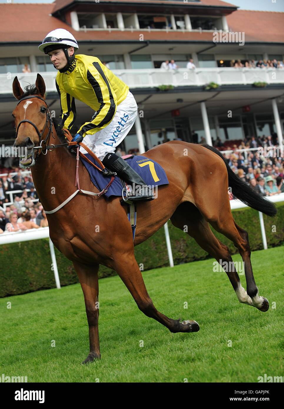 Miss Brown To You, ridden by jockey Jamie Spencer, going to post before ...