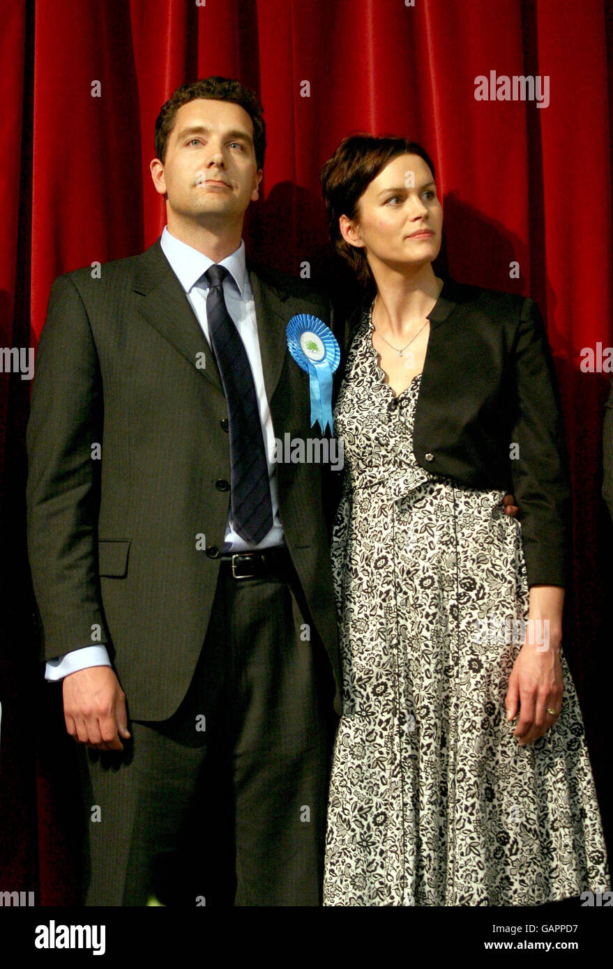 Edward Timpson and wife Julia on stage after Mr Timpson was announced ...