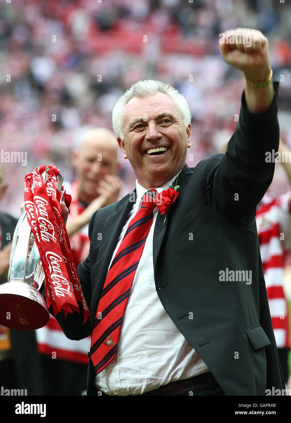 Doncaster Rovers chairman John Ryan celebrate with the trophy Stock ...